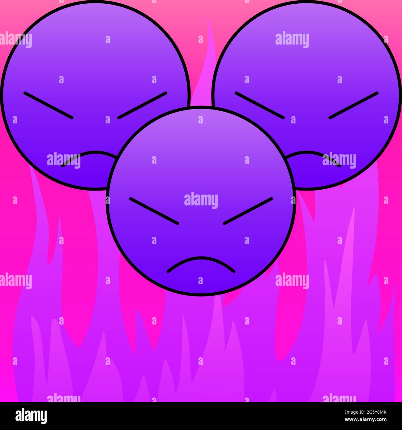 Angry emotion face in purple with fire 04 Stock Vector Image & Art - Alamy