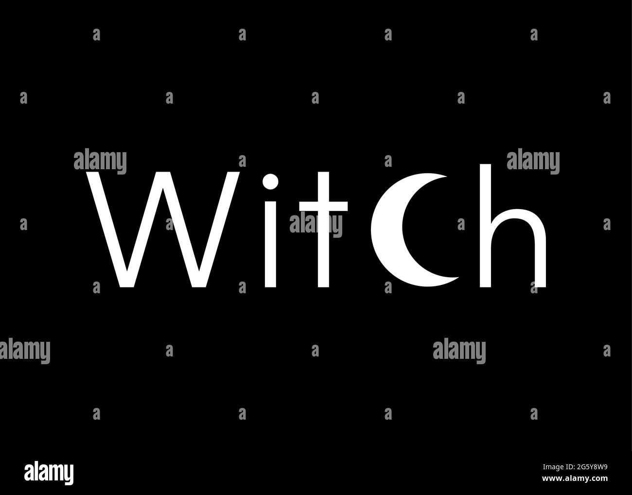 white line art witchcraft and magic print with text witch, vector ...