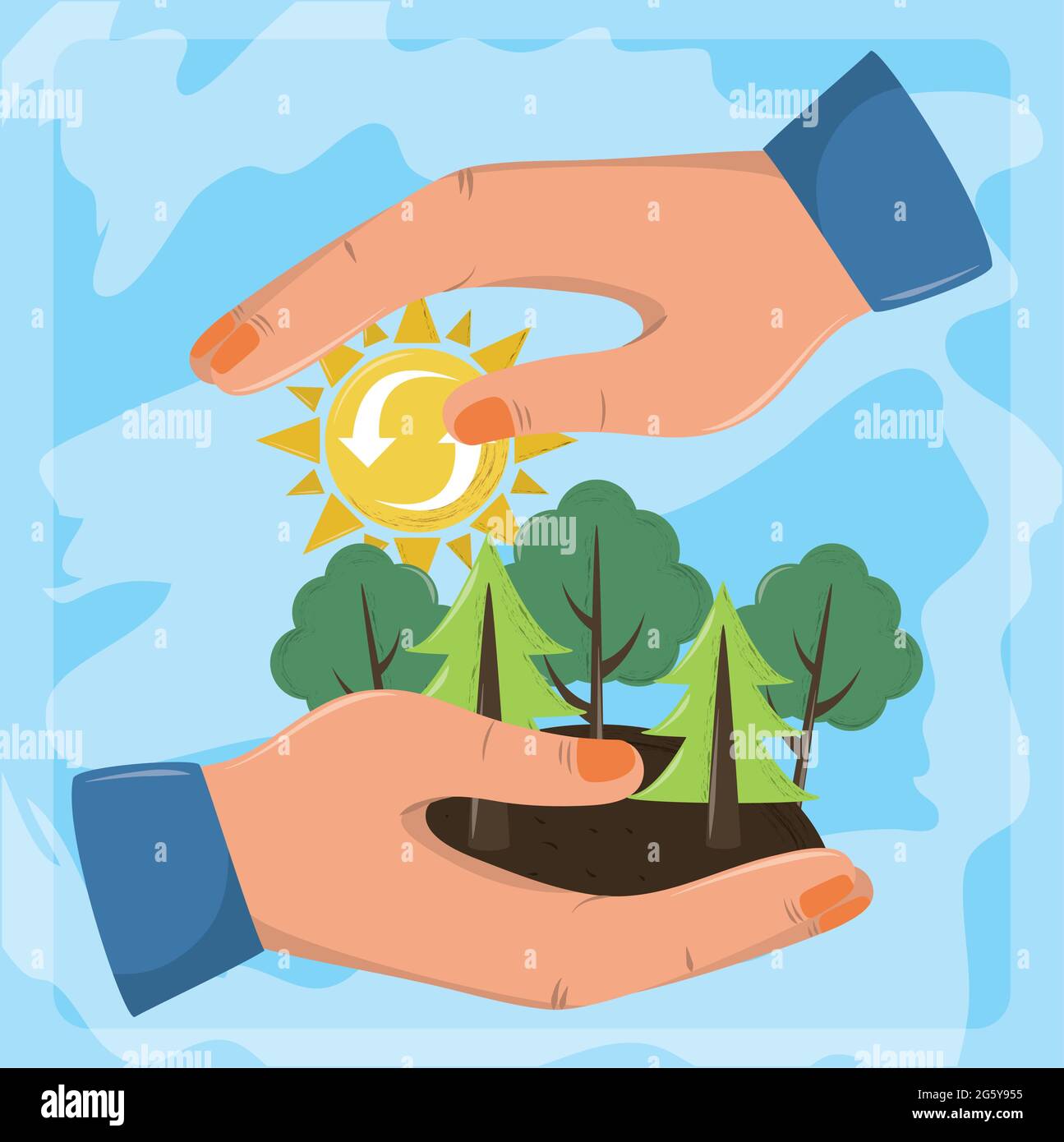 Two hands ecology Stock Vector Images - Alamy