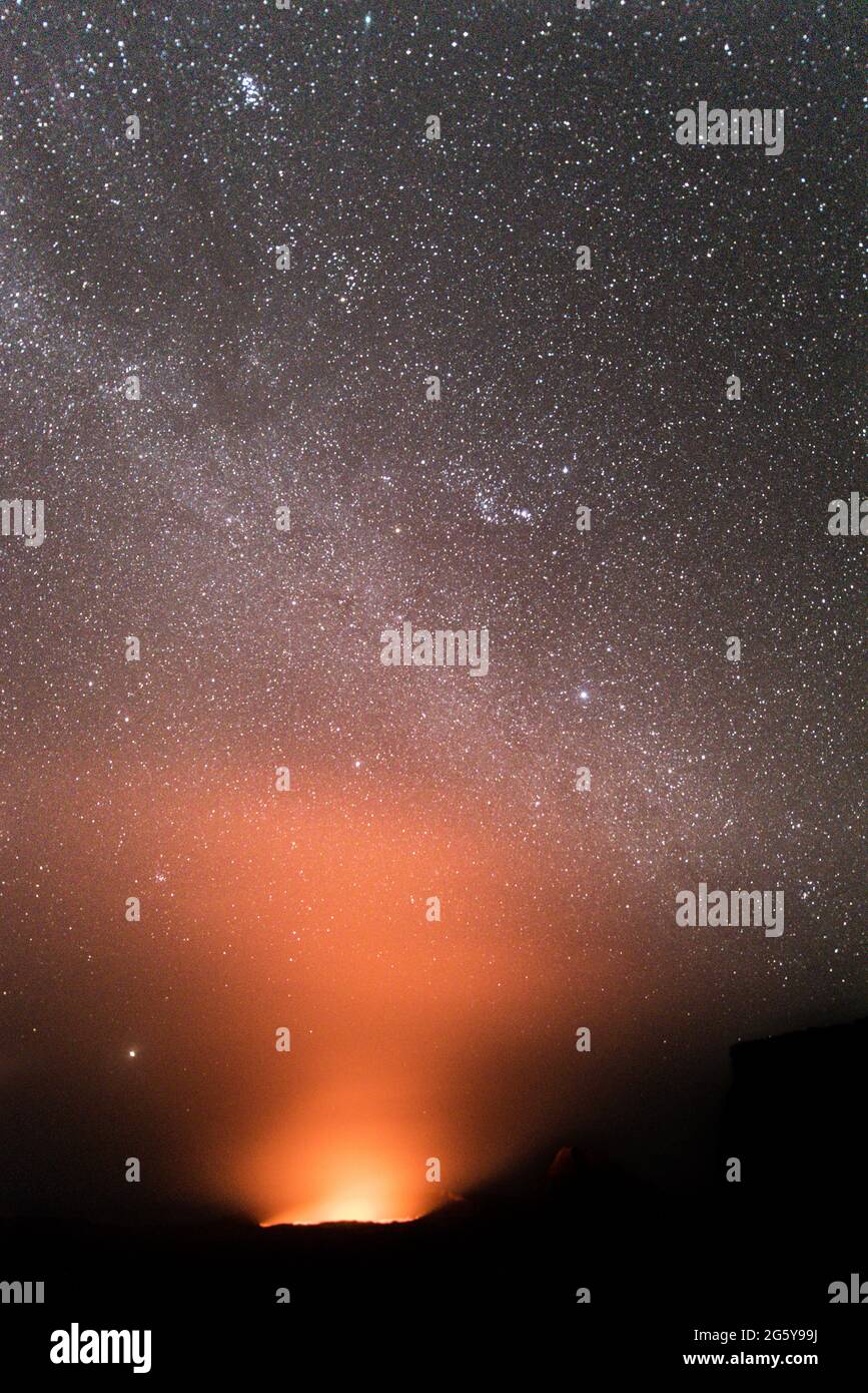 Volcano light and the milky way Stock Photo - Alamy