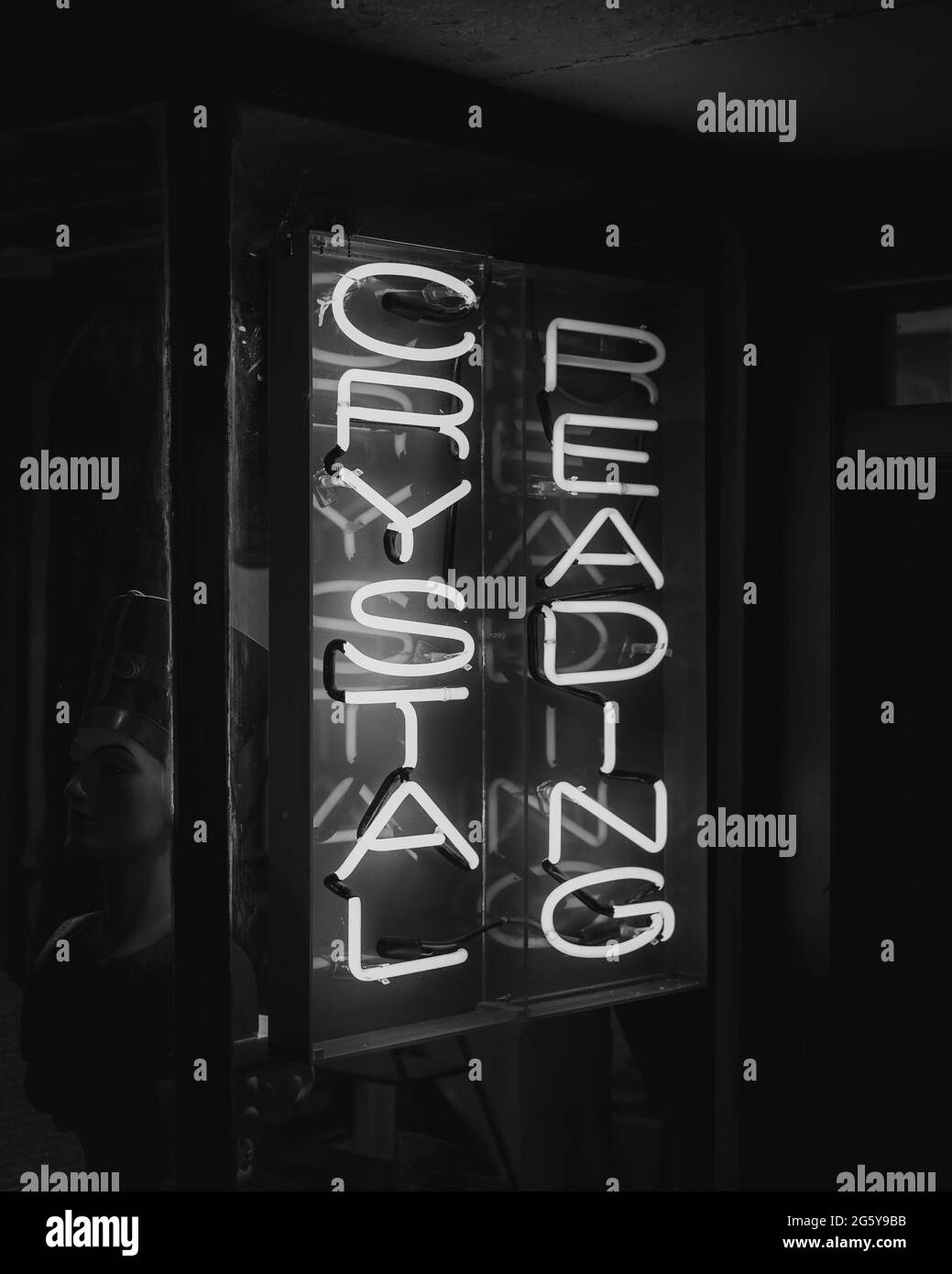Crystal Reading neon sign, in SoHo, Manhattan, New York City Stock ...