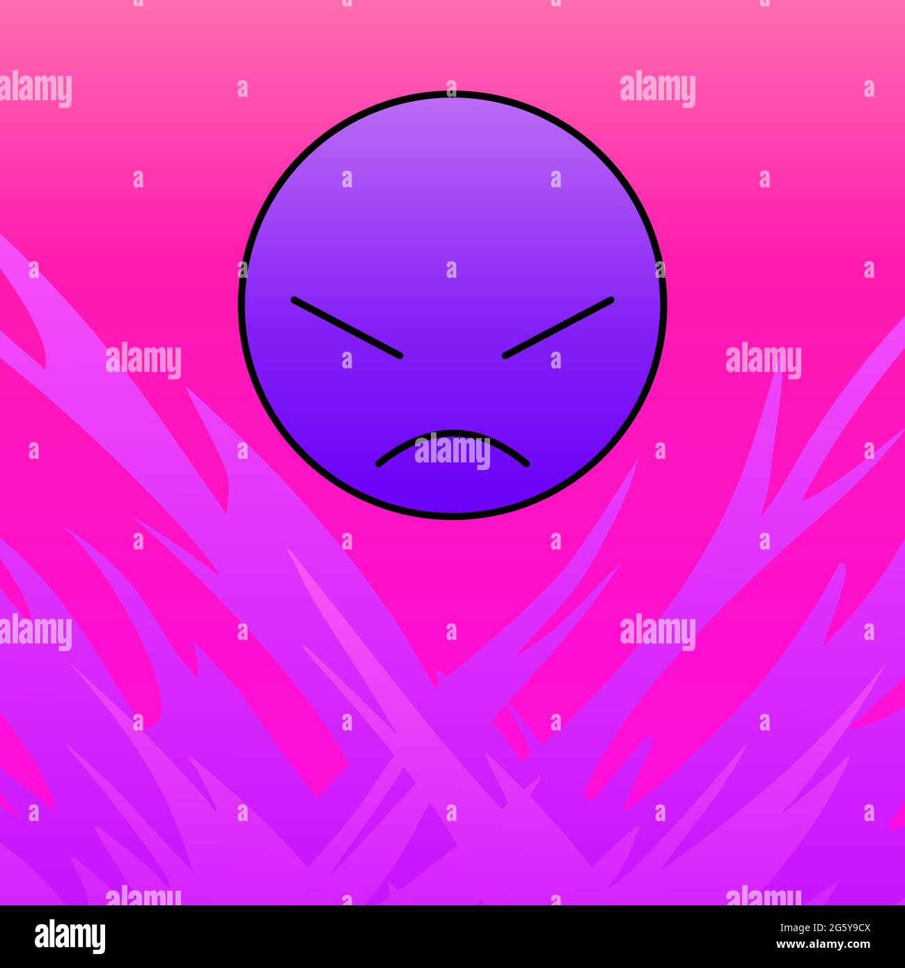 Angry emotion face in purple with fire 06 Stock Vector Image & Art - Alamy