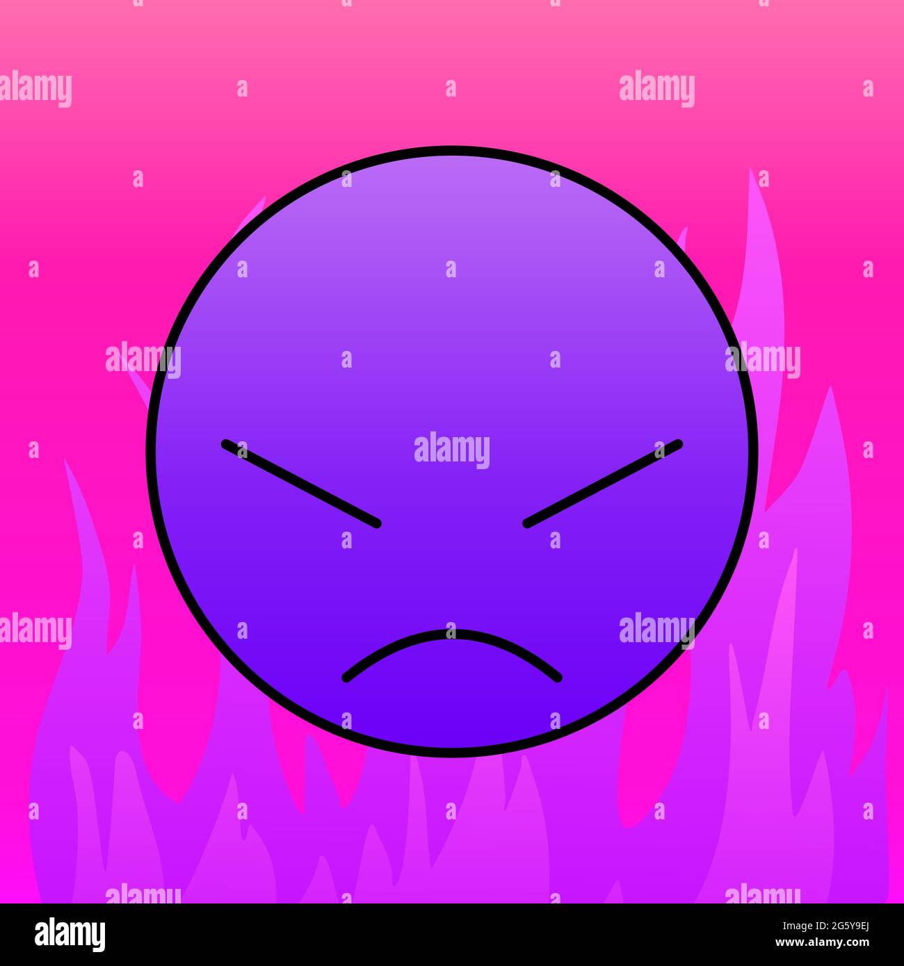 Angry emotion face in purple with fire 01 Stock Vector Image & Art - Alamy