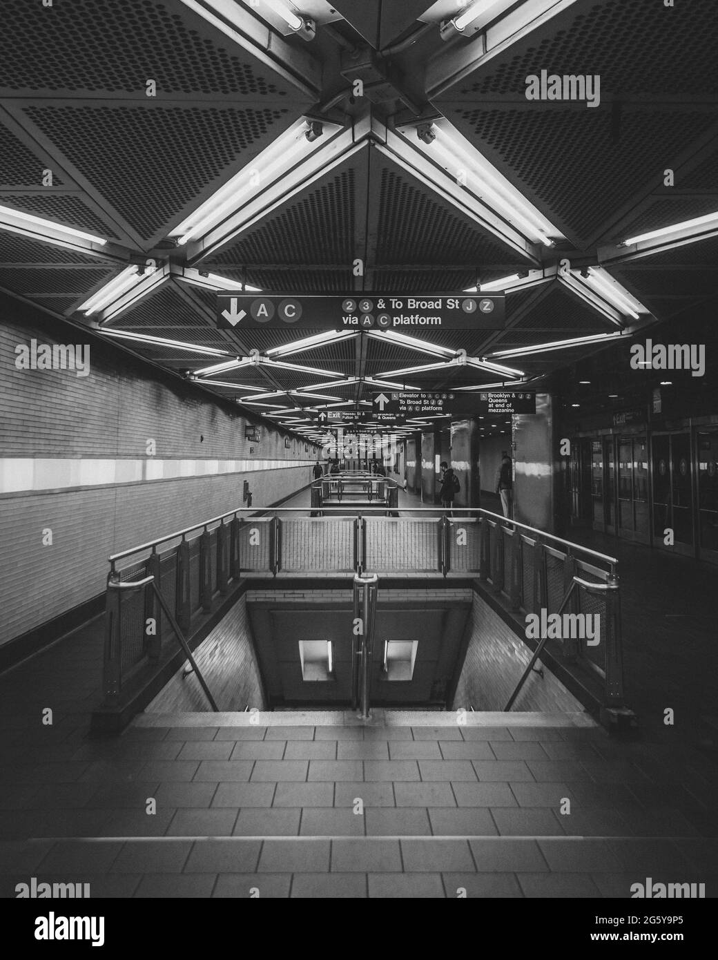 Subway station at the Fulton Center, in the Financial District ...