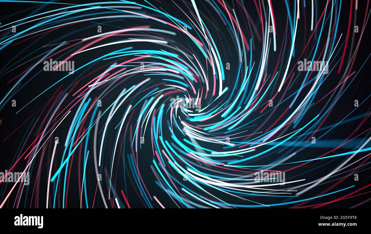 Flow of light glow lines, computer generated. 3d rendering of an ...