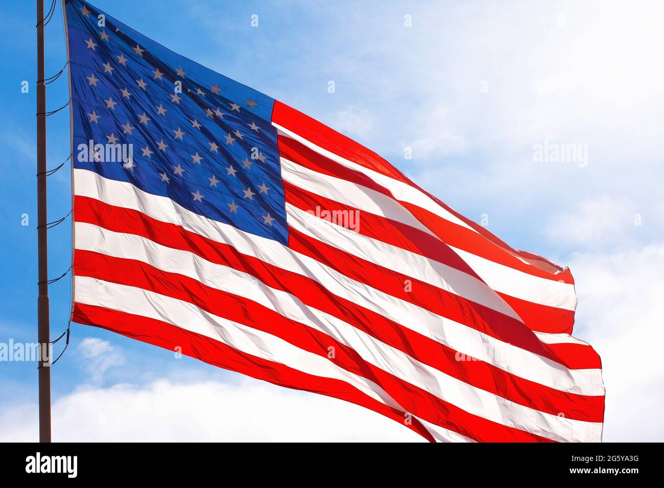 Red White and Blue American Flag Waving in the Wind Stock Photo - Alamy