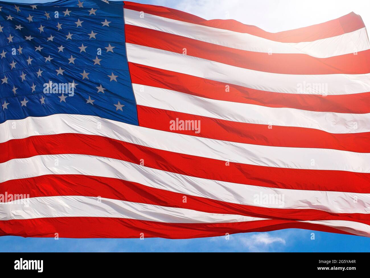 Red White and Blue American Flag Waving in the Wind Stock Photo - Alamy