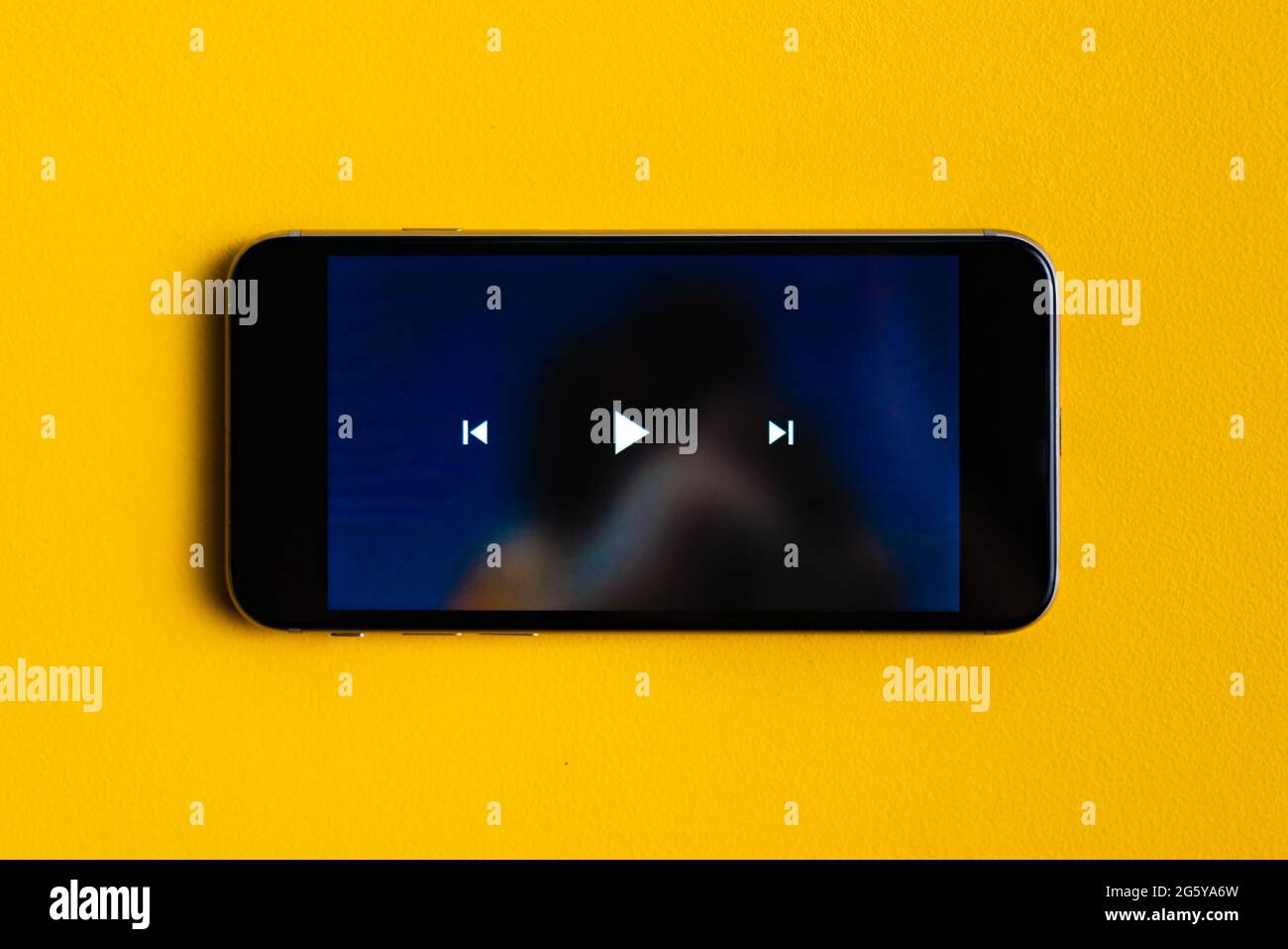 close up play button interface on a modern gadget when watching video ...