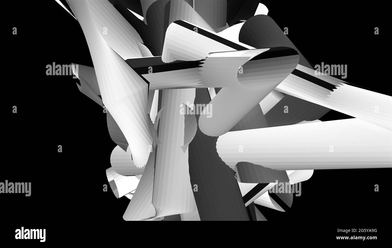 Random fractal elements, close-up, 3d rendering. Computer generated ...