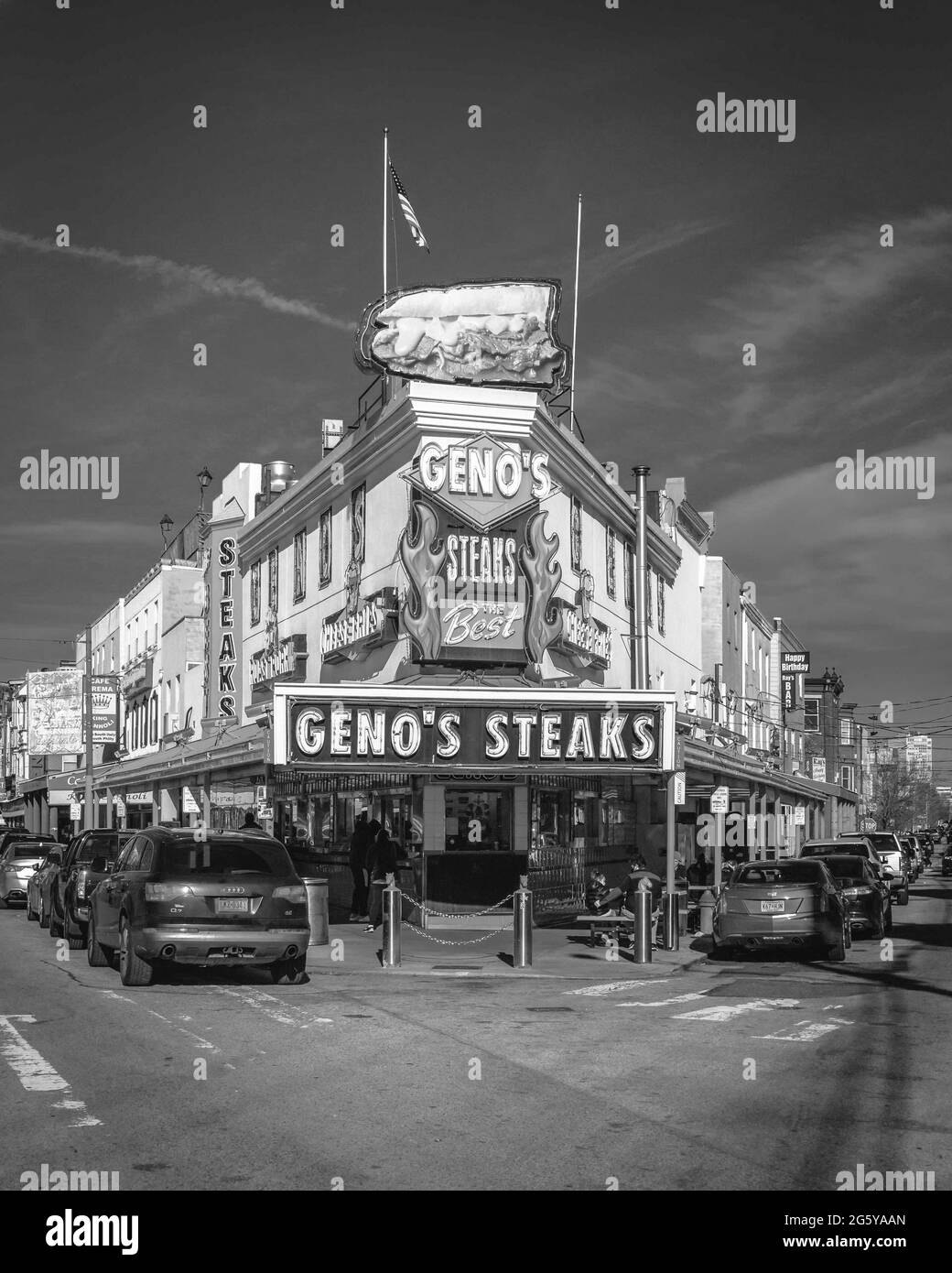Genos Steaks sign in Passyunk Square, Philadelphia, Pennsylvania Stock ...