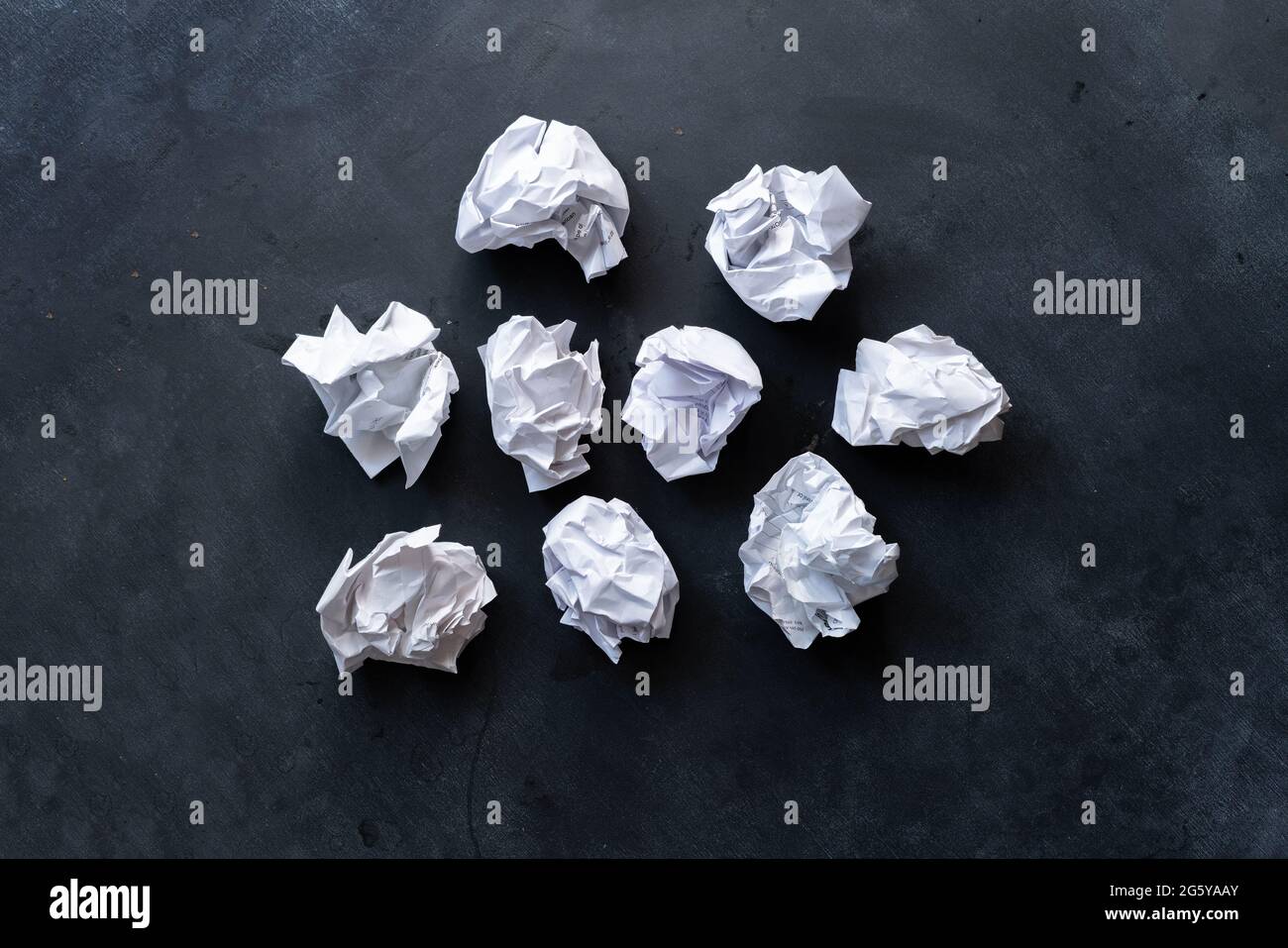 some white paper balls on the table in office, mess in the mind Stock ...