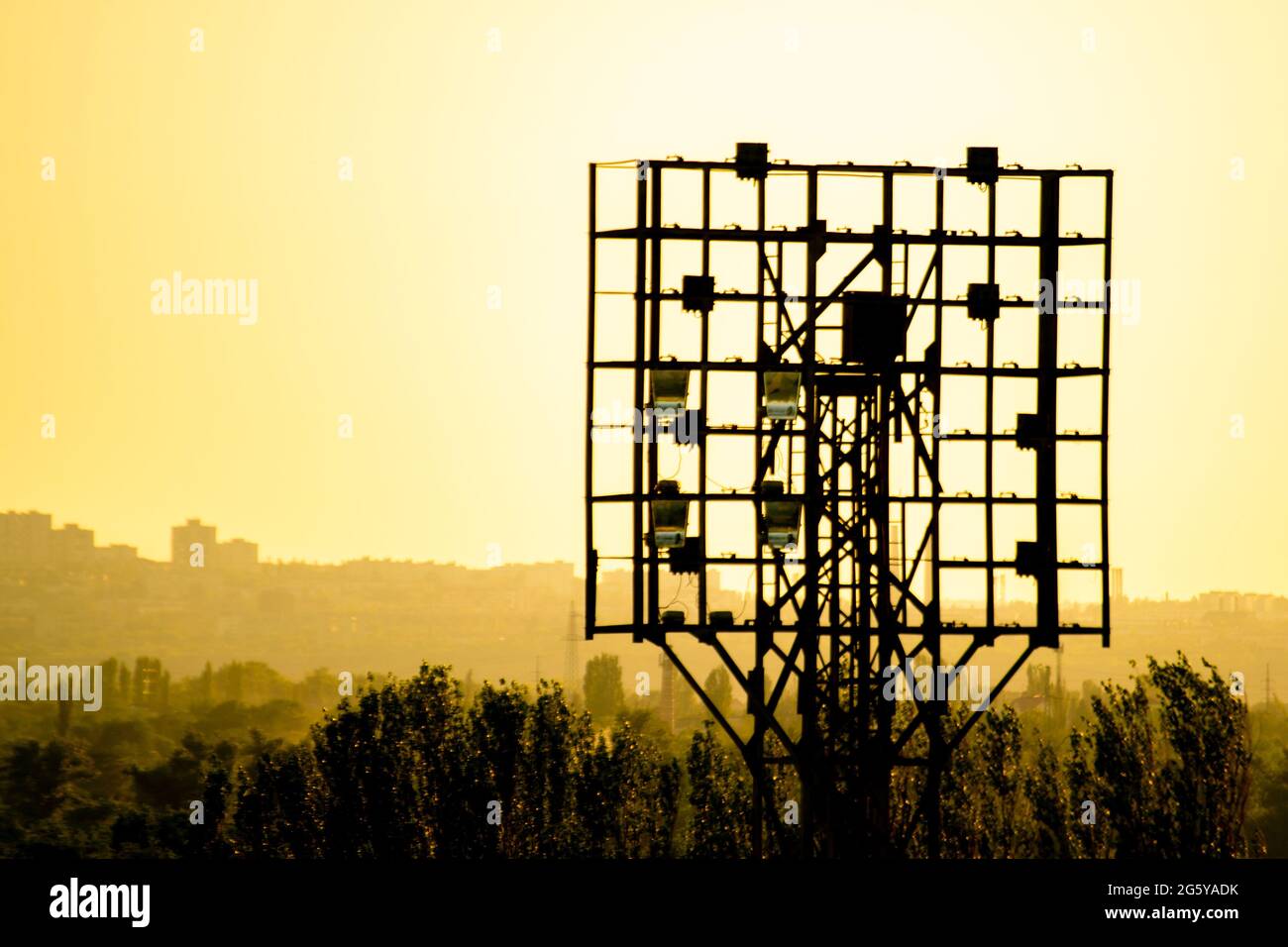 stadium huge spotlight stand outdoor with big lights Stock Photo - Alamy