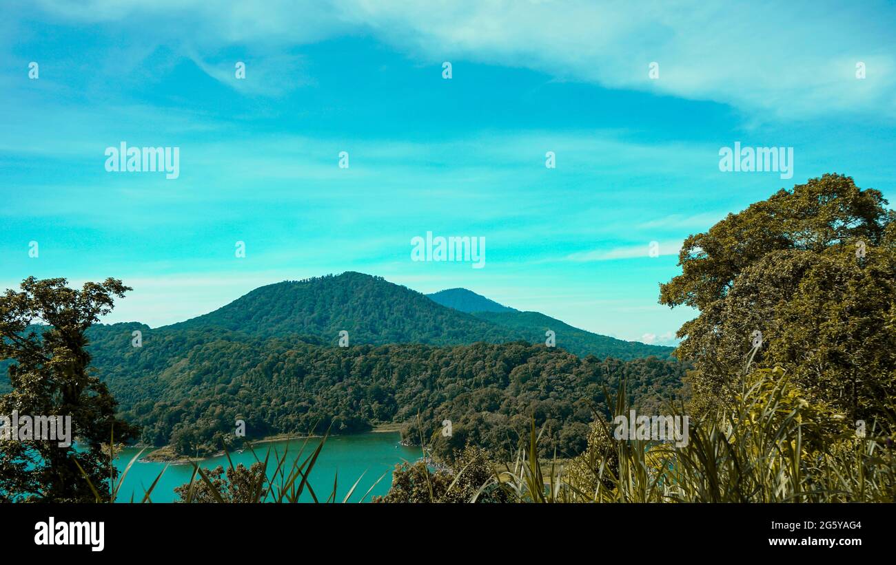 Landscape view of the lake in Bali Stock Photo - Alamy