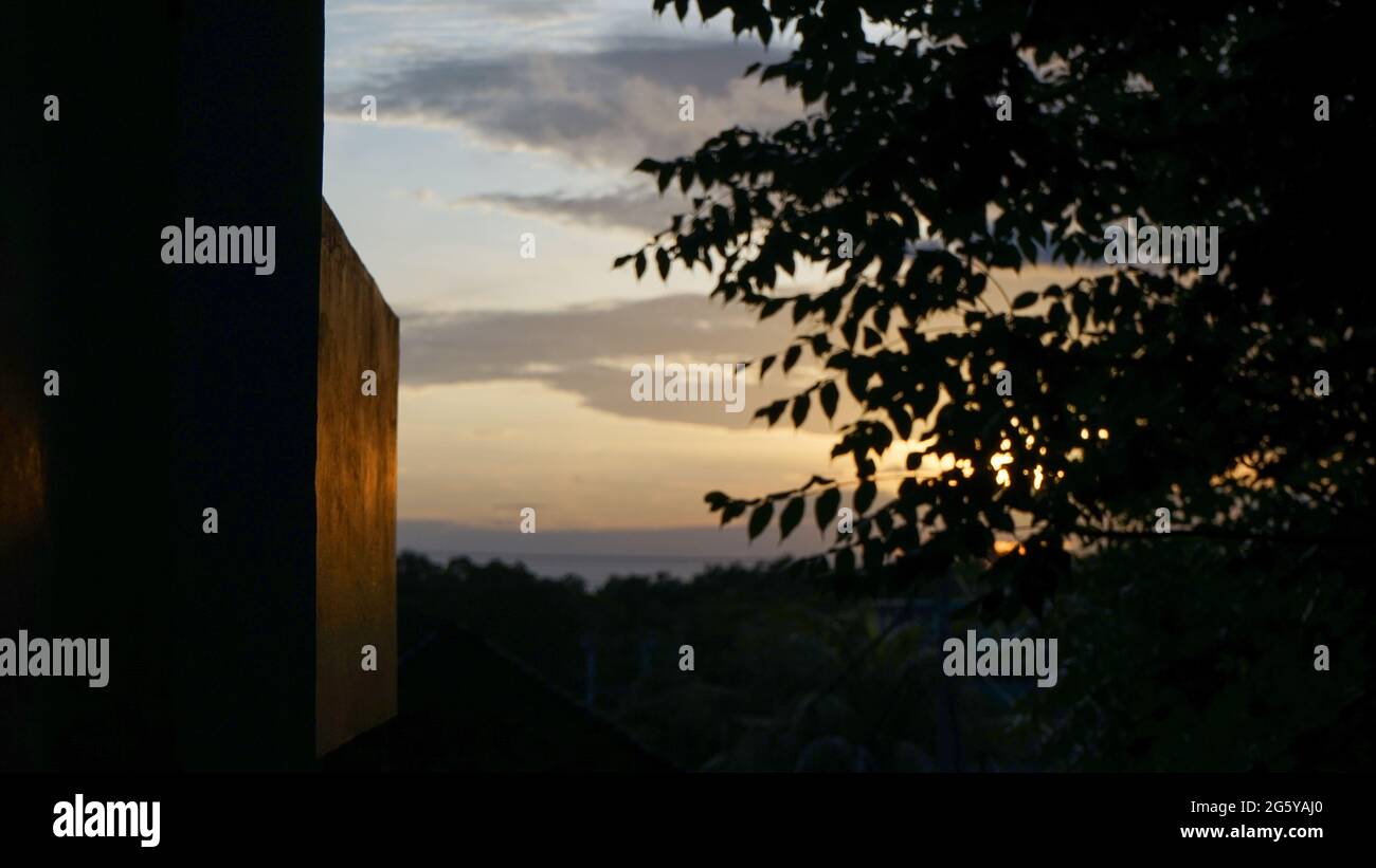 Landscape of the sky at sunrise from the top of the building Stock ...