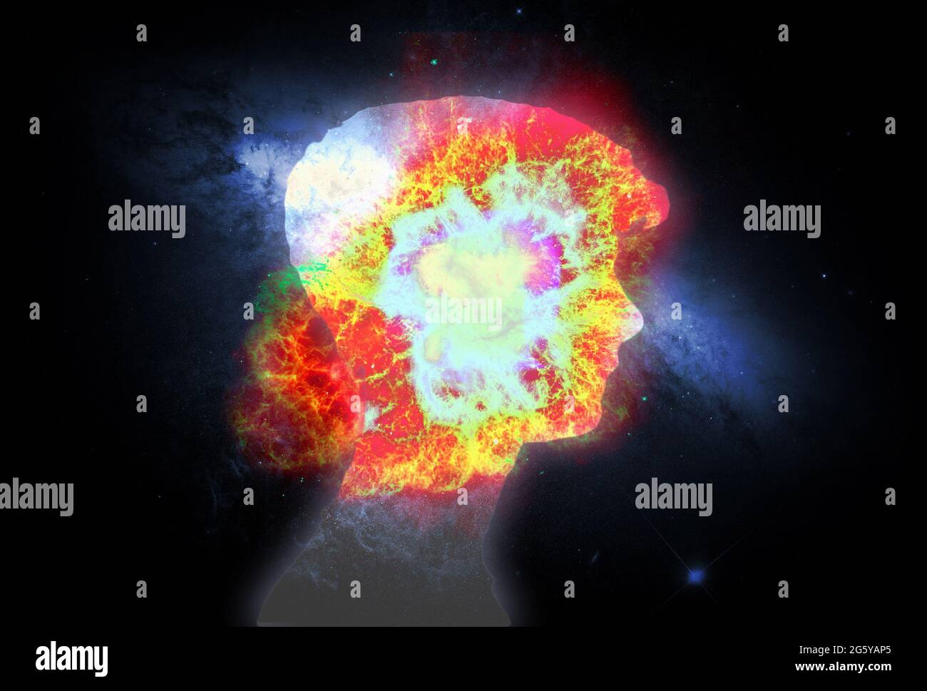 universe inside the person's head, stars in the mind Stock Photo - Alamy