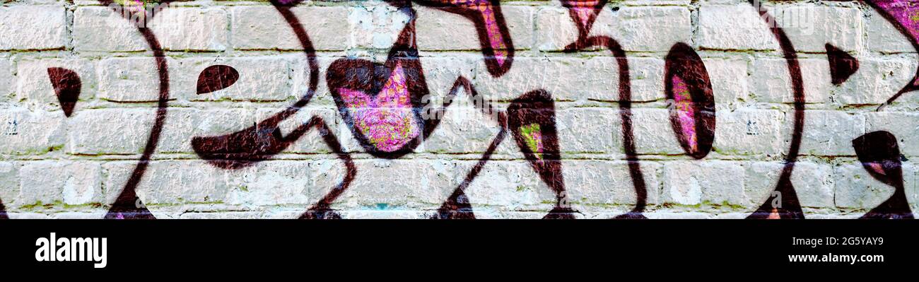 huge graffiti piece of street art on a brick wall outdoor Stock Photo ...