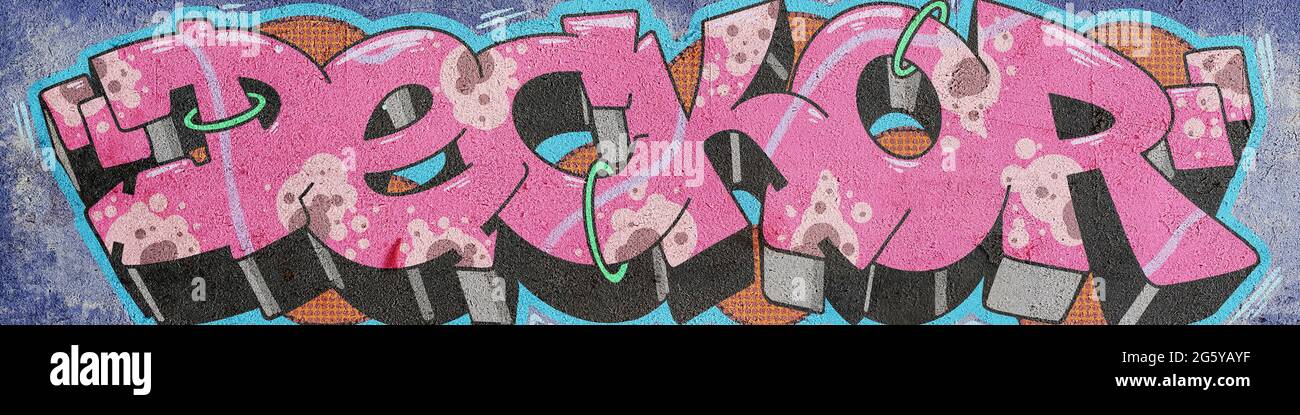 huge graffiti piece of street art on a brick wall outdoor Stock Photo ...