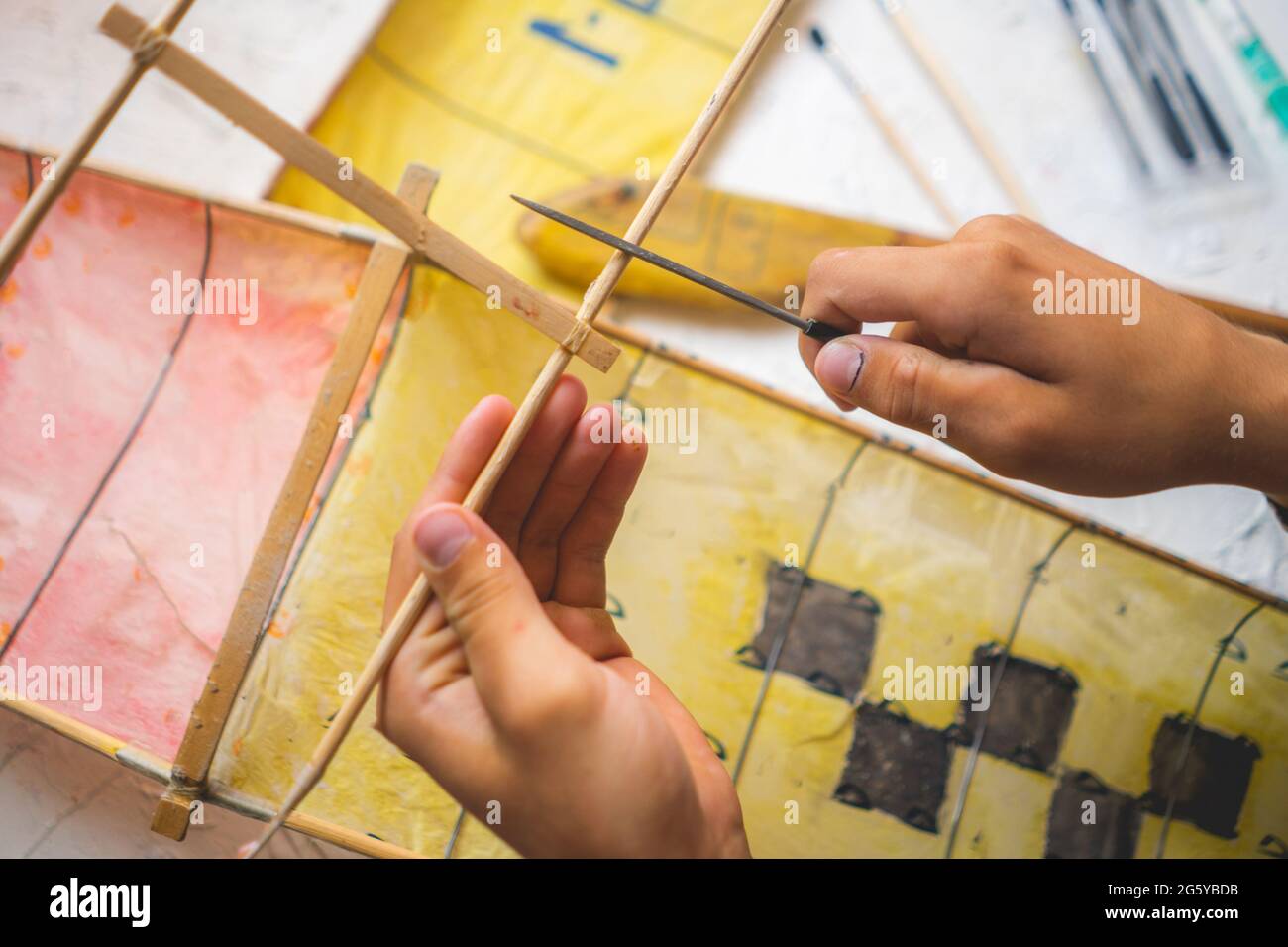 making a handmade or handcrafted wooden airplane model Stock Photo - Alamy