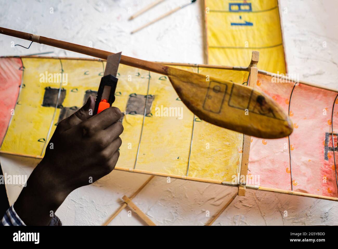 making a handmade or handcrafted wooden airplane model Stock Photo - Alamy