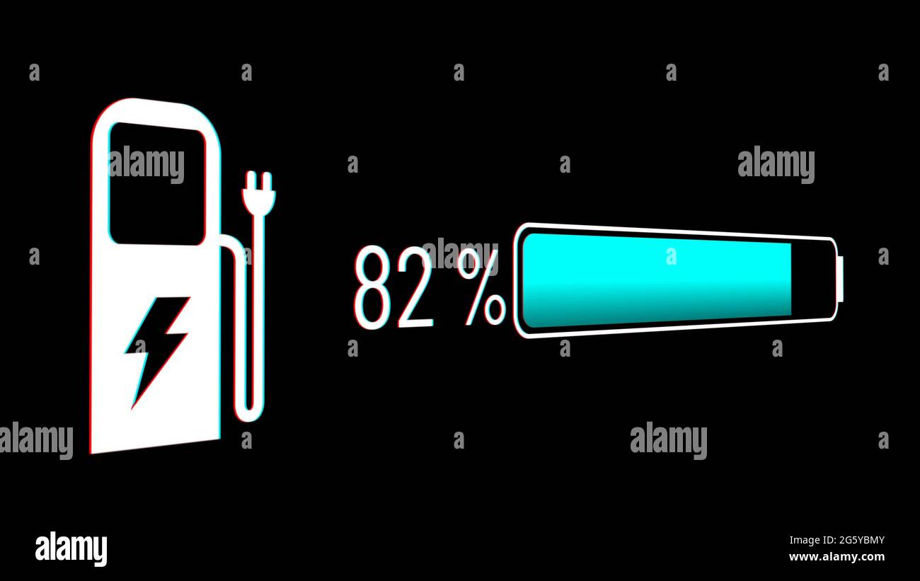 Electric car battery in active charging visionary dashboard . 3D ...