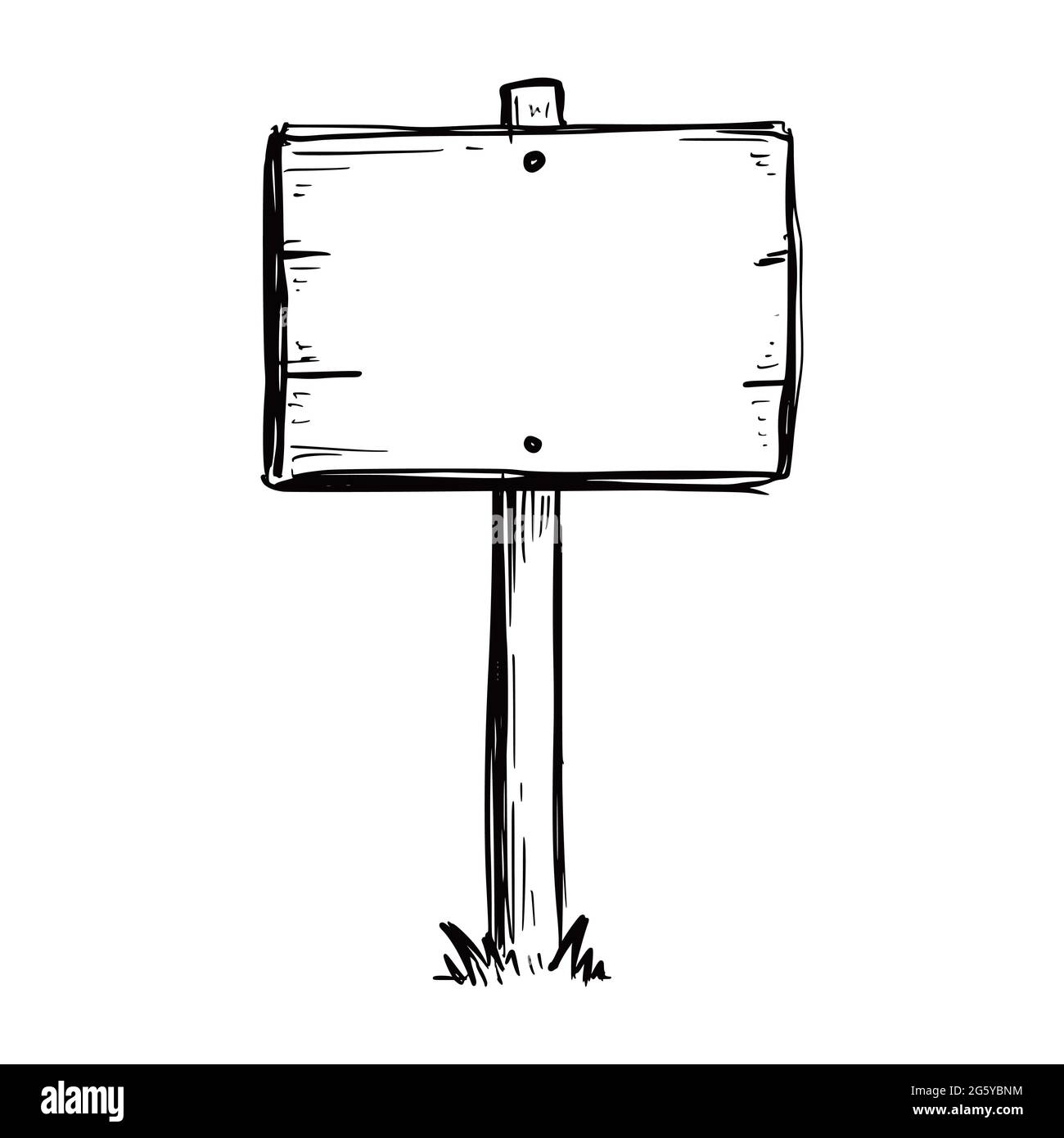 Sketch direction sign. Hand drawn doodle style. Wooden signpost. Vector ...