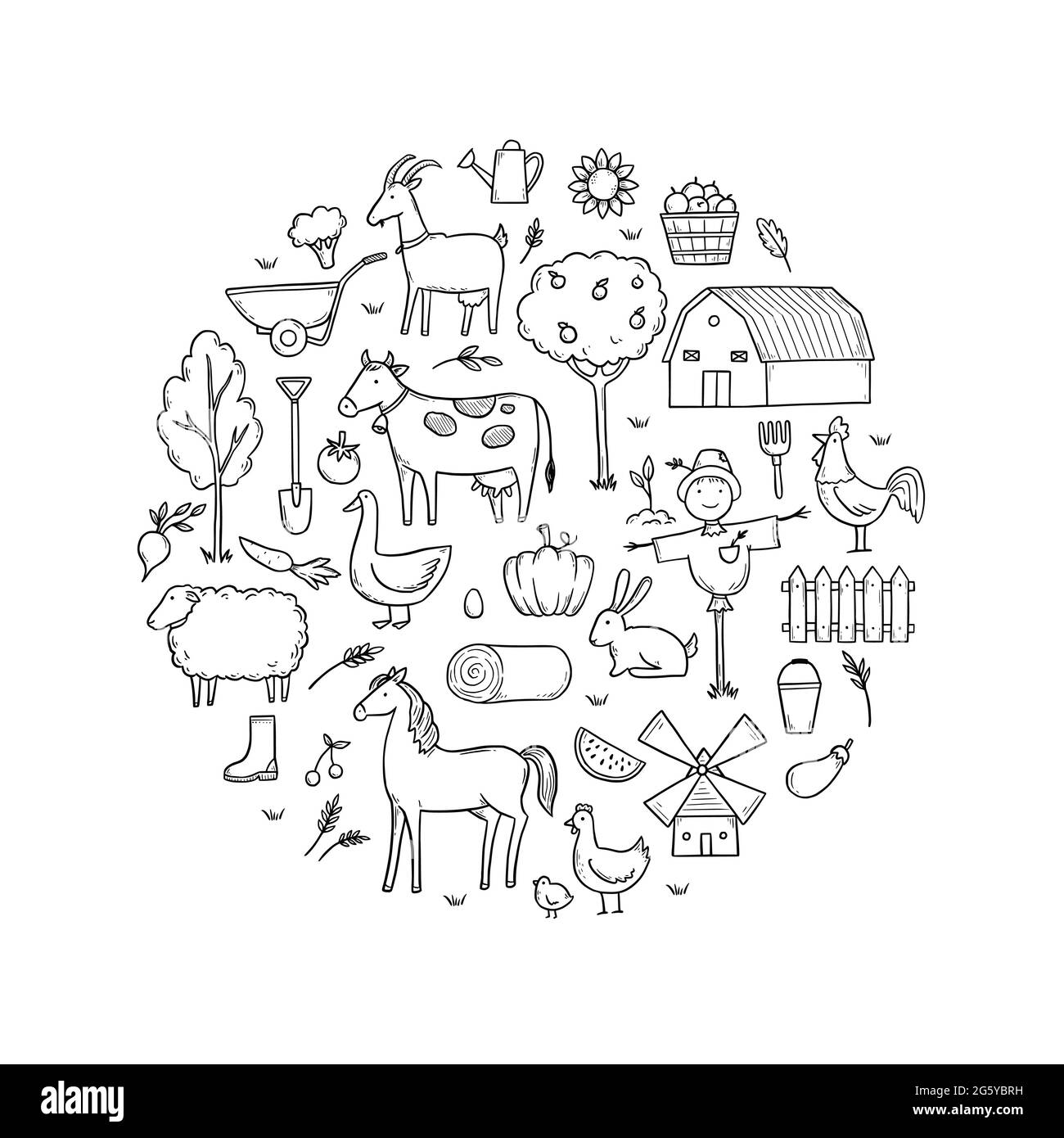 Orchard farmhouse Stock Vector Images - Alamy