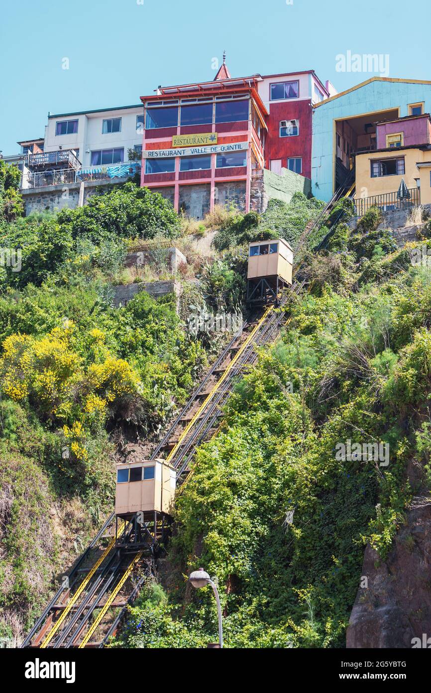 Funicular elevators,Valparaiso, UNESCO World Heritage Site, Chile ...