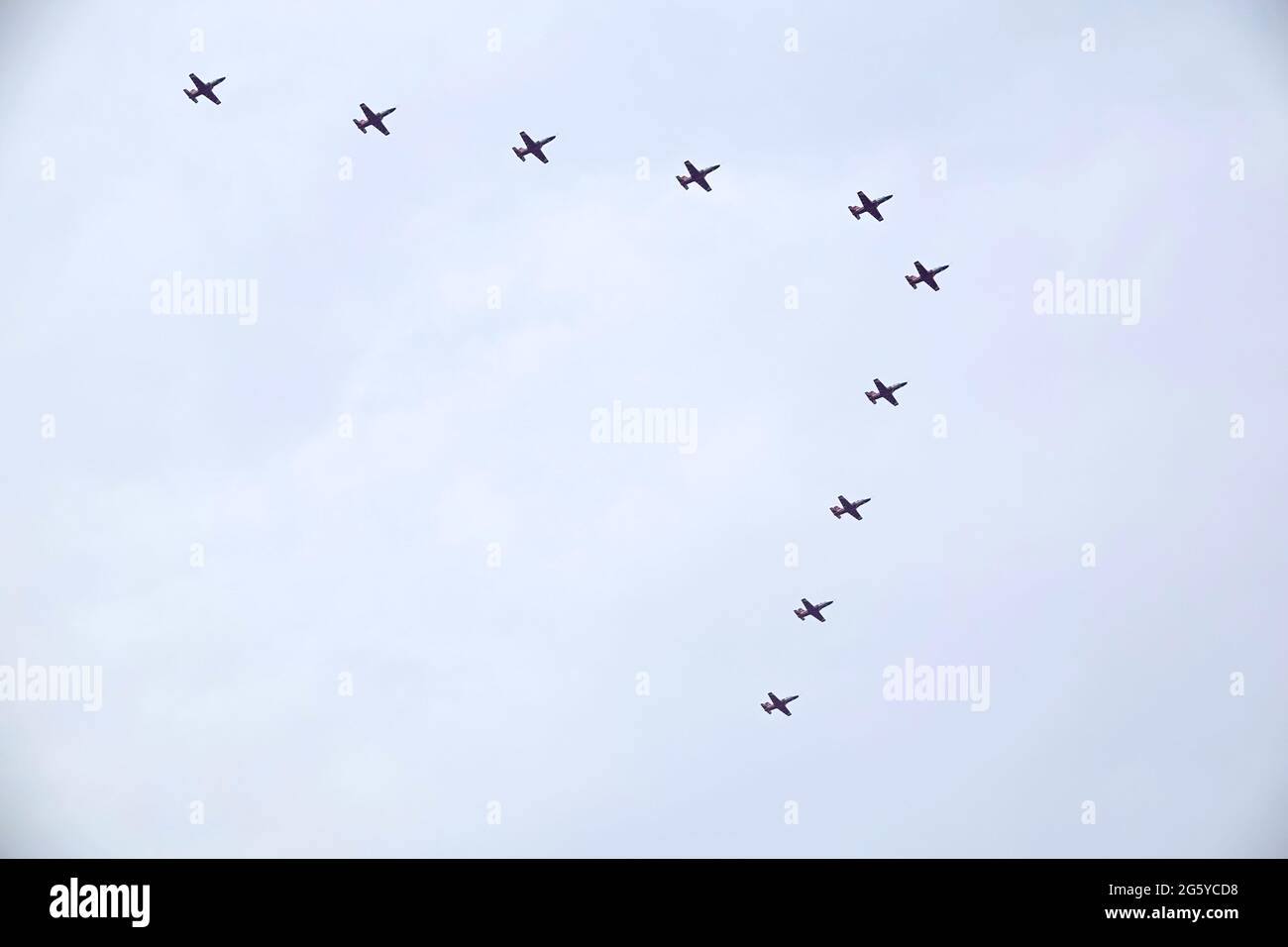 BEIJING, CHINA - JULY 1, 2021 - A flying performance at the 100th ...