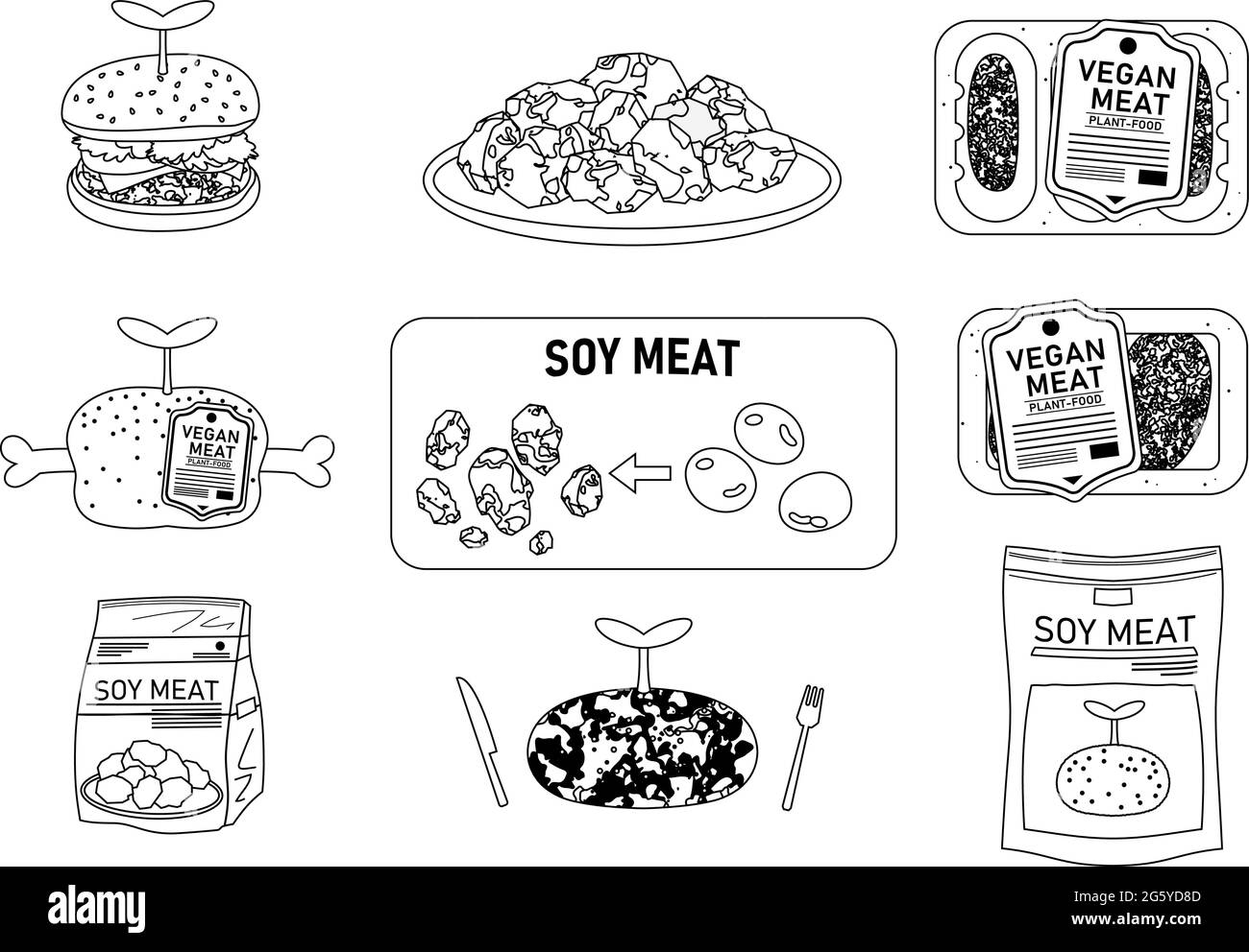 Plant based soy meat Stock Vector Images - Alamy