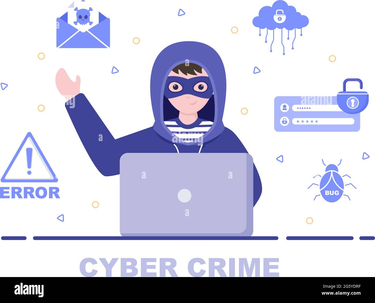 Cyber Crime Illustration Phishing Stealing Digital Data, Device System ...