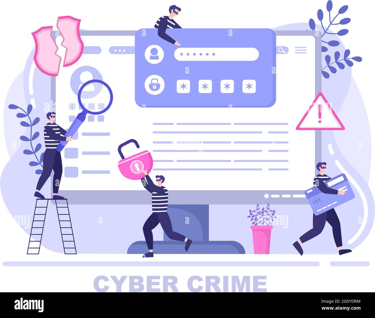 Cyber Crime Illustration Phishing Stealing Digital Data, Device System ...