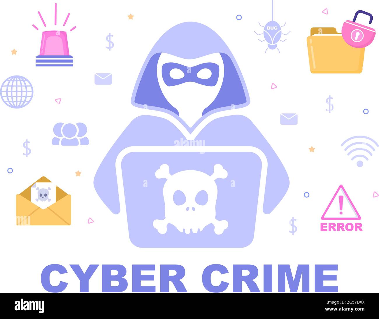 Cyber Crime Illustration Phishing Stealing Digital Data, Device System ...