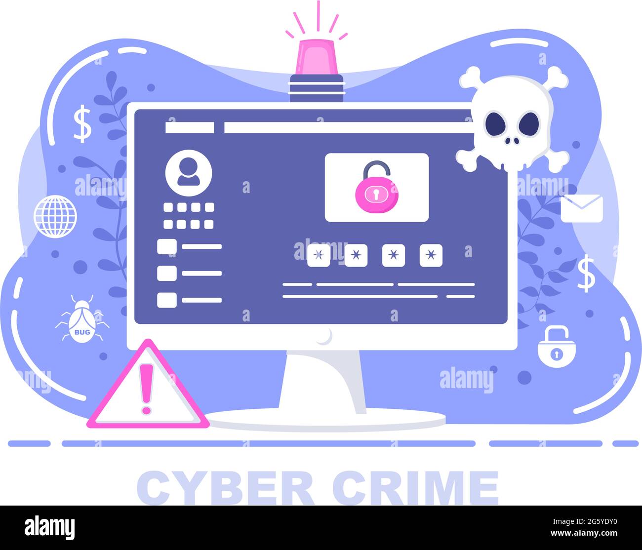 Cyber Crime Illustration Phishing Stealing Digital Data, Device System ...