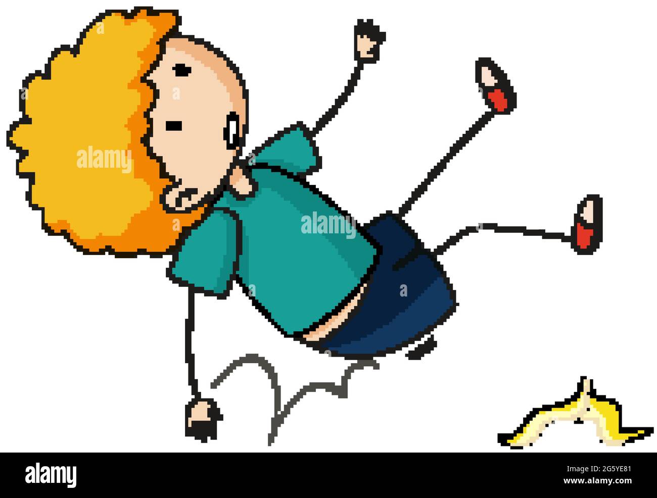 Doodle cartoon character of a boy falling down illustration Stock ...