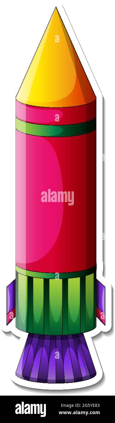 A sticker template with Rocket Space Cartoon isolated illustration ...