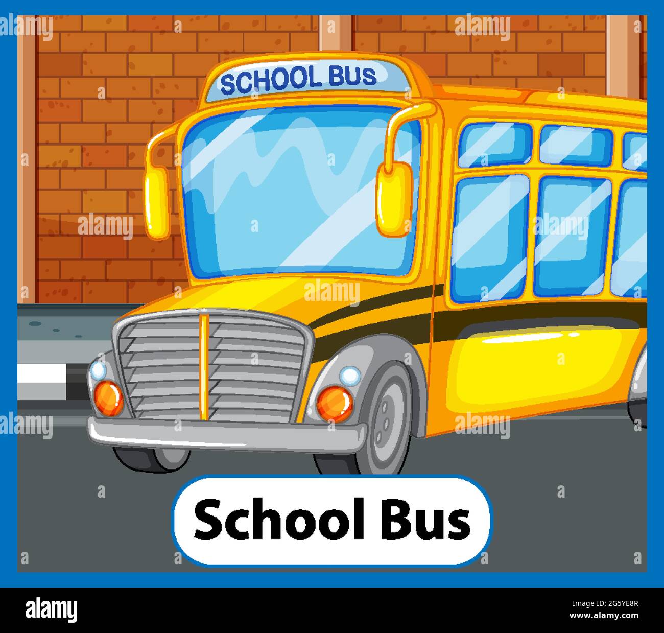 Educational English word card of School Bus illustration Stock Vector ...