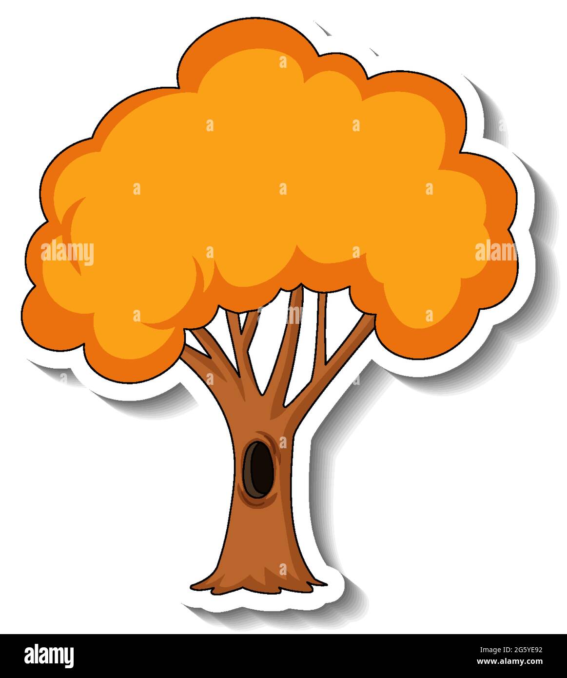 Sticker template with autumn tree isolated illustration Stock Vector ...