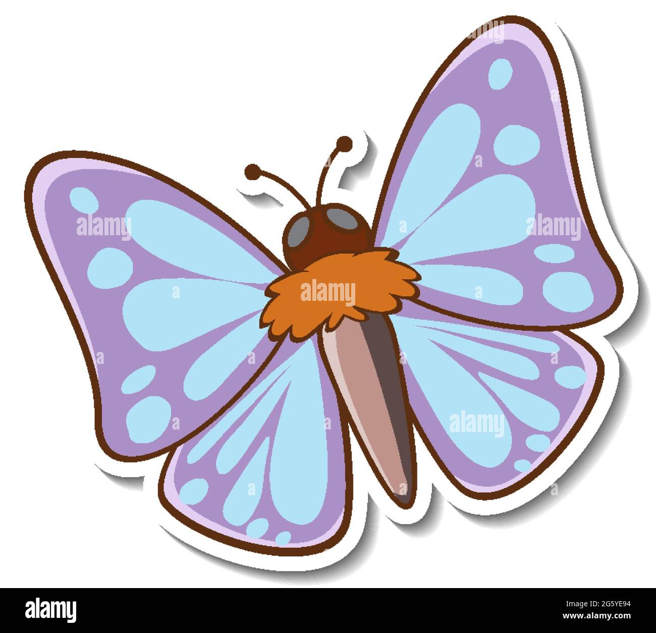 Sticker design with beautiful butterfly isolated illustration Stock ...