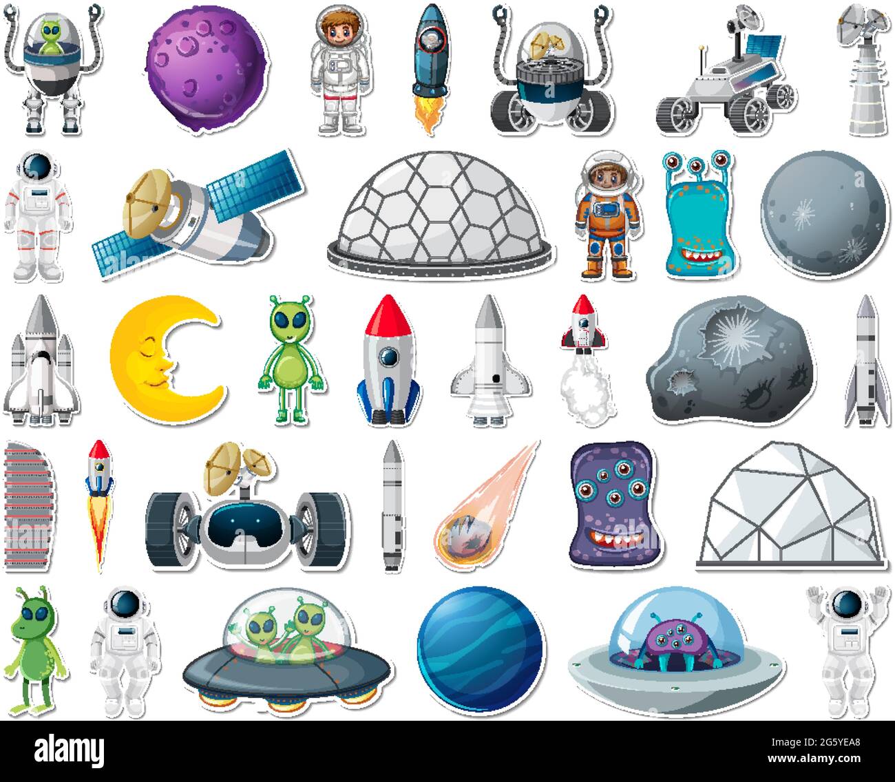 Set of stickers with Solar system objects isolated illustration Stock ...
