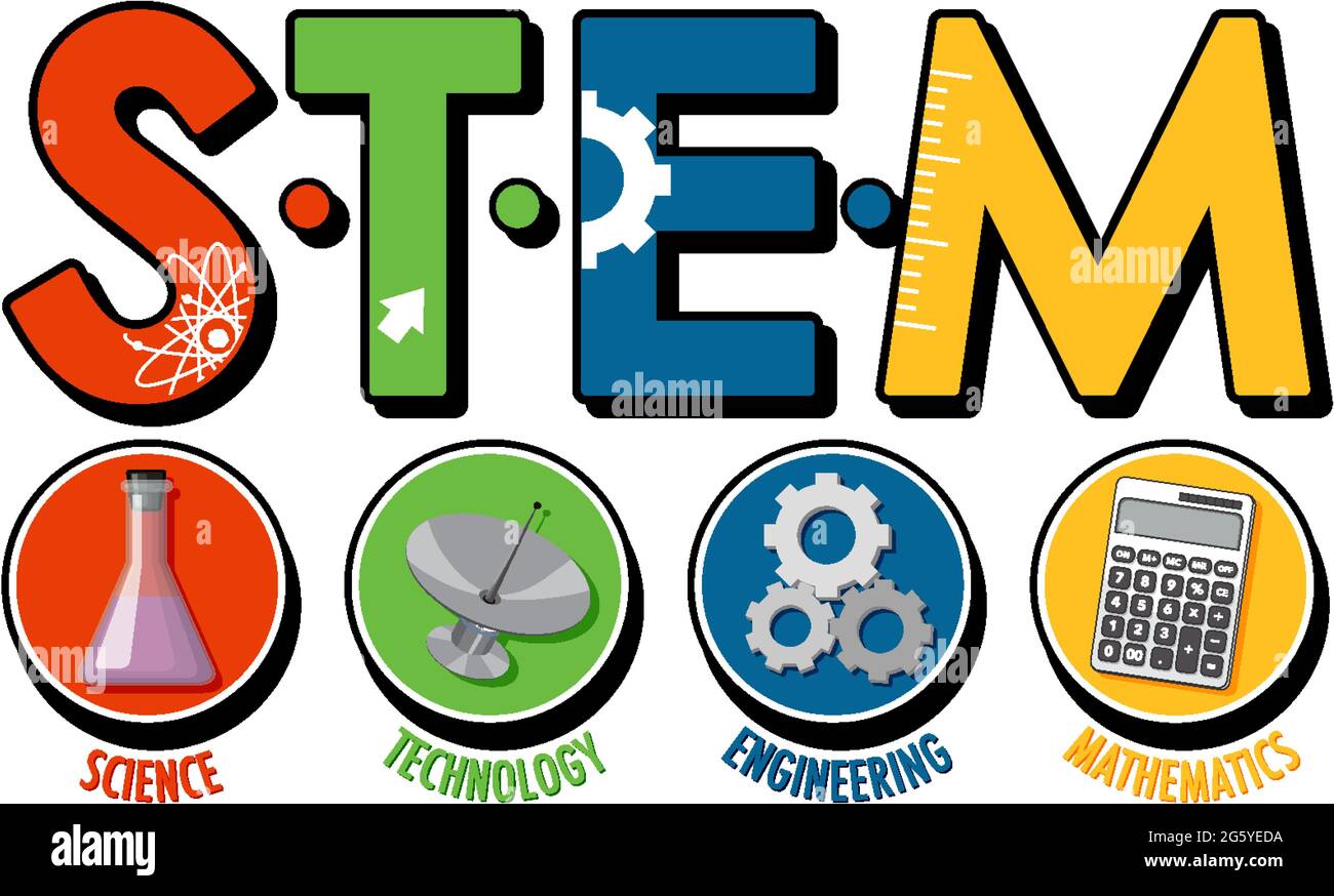 STEM education logo banner on white background illustration Stock ...