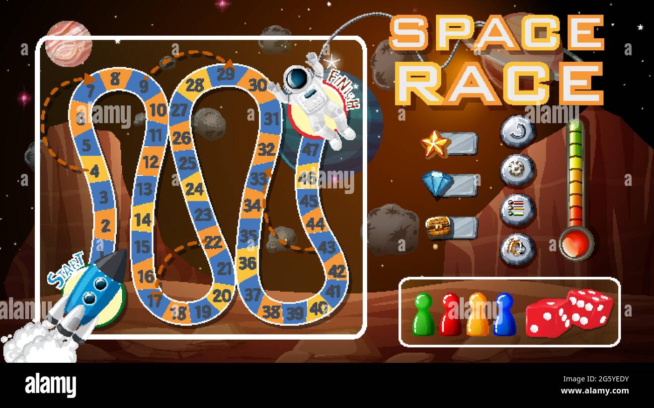 Board game template with space theme illustration Stock Vector Image ...