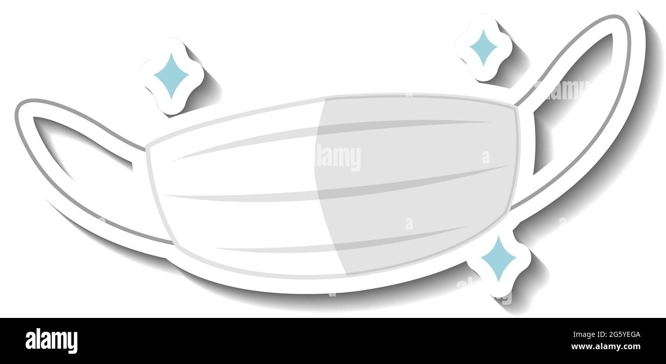 Sticker design with a medical mask isolated illustration Stock Vector ...
