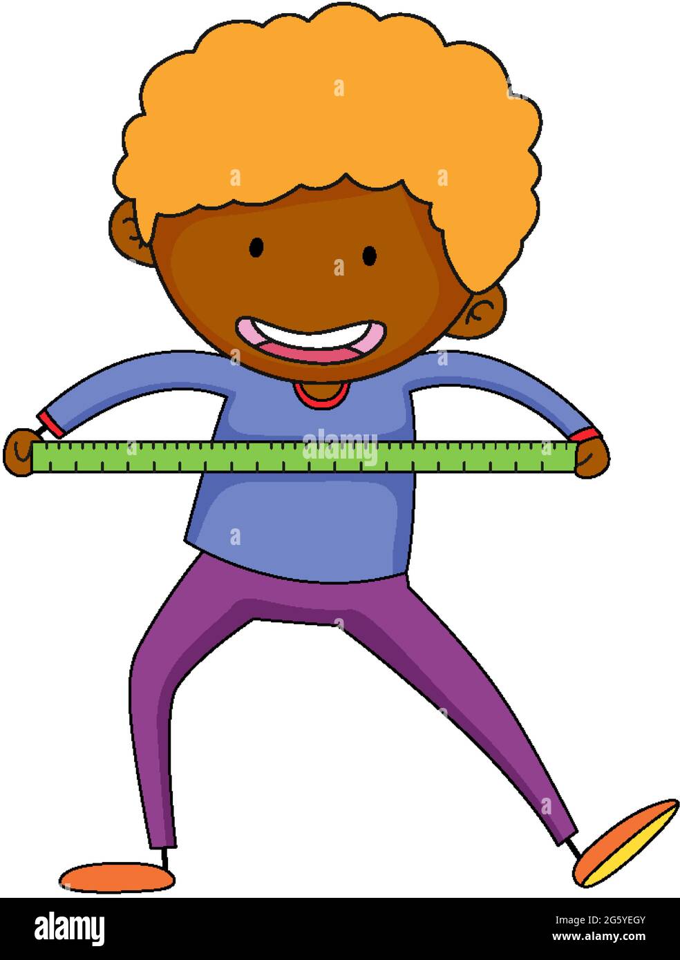 Cute boy holding ruler doodle cartoon character isolated illustration ...
