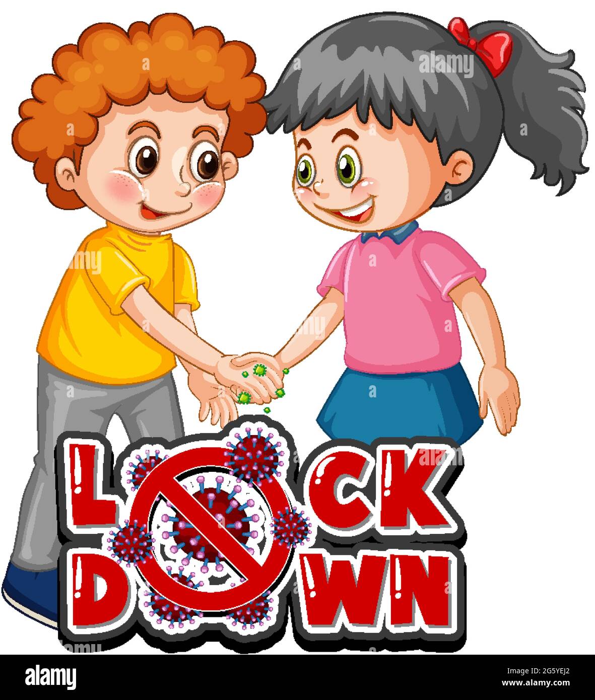 Two kids cartoon character do not keep social distance with Lock Down ...