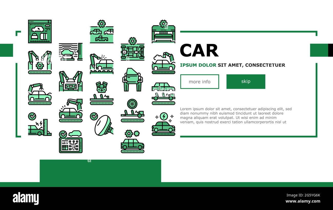Car Factory Production Landing Header Vector Stock Vector Image & Art ...