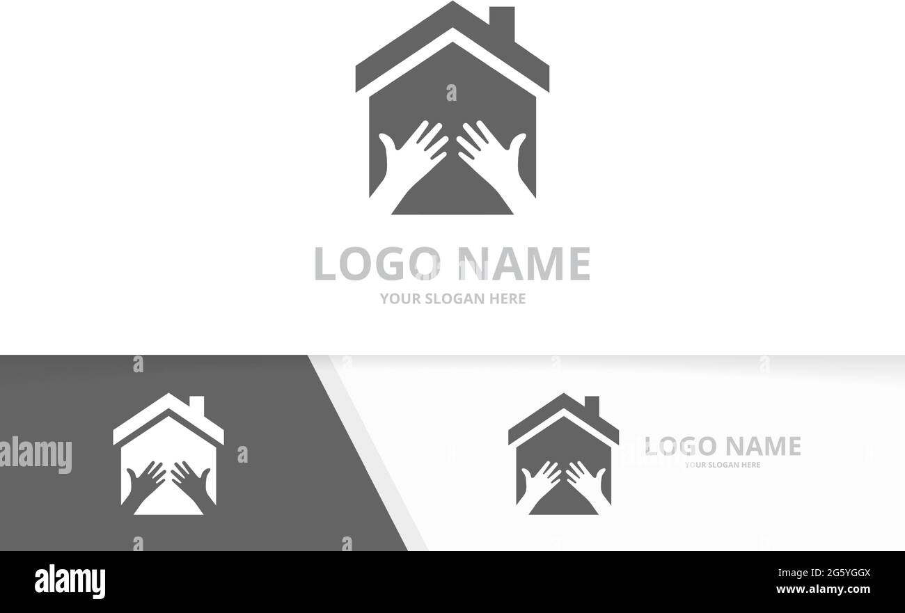 Vector real estate and hands logo combination. House and embrace ...