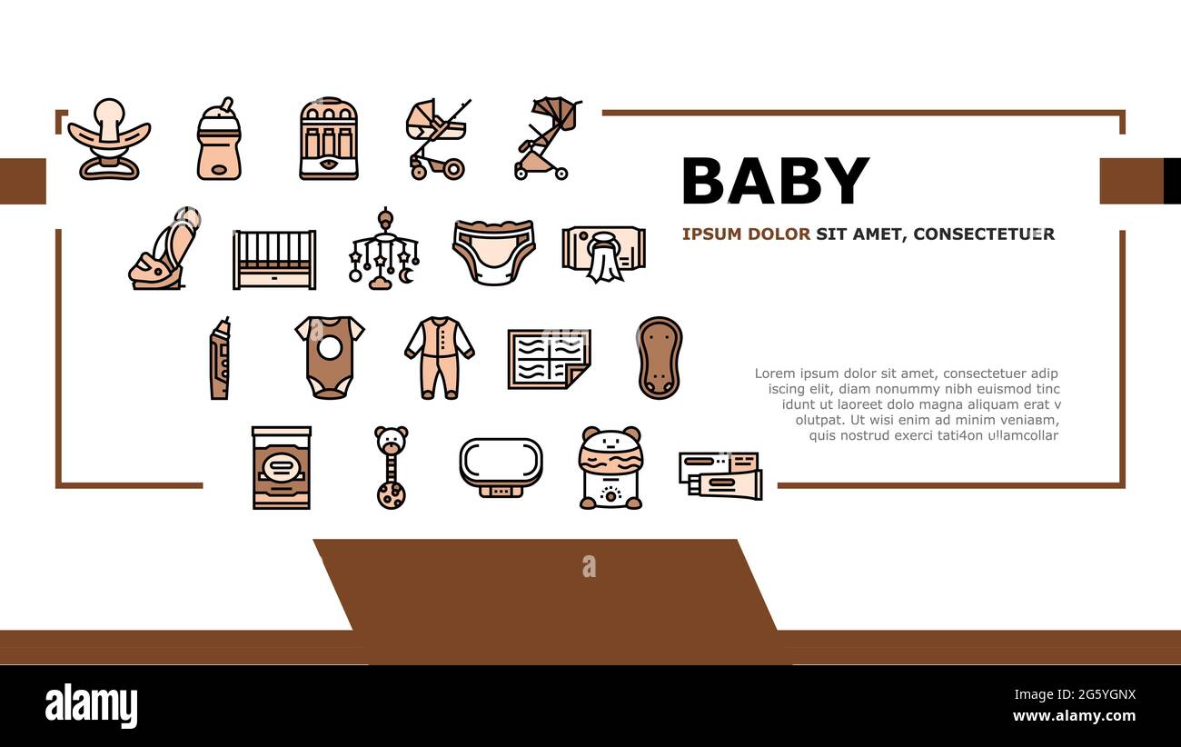 Baby Shop Selling Tool Landing Header Vector Stock Vector Image & Art ...