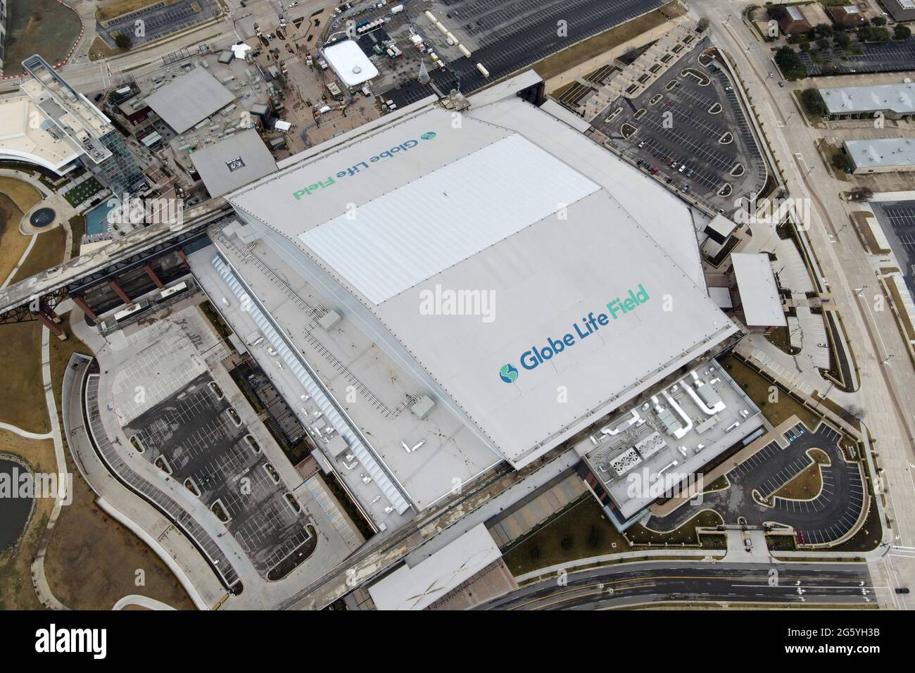 An aerial view of Globe Life Field, Friday, Jan. 1, 2021, in Arlington ...
