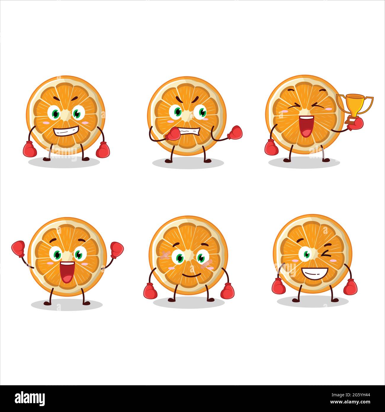 A sporty slice of tangerine boxing athlete cartoon mascot design ...