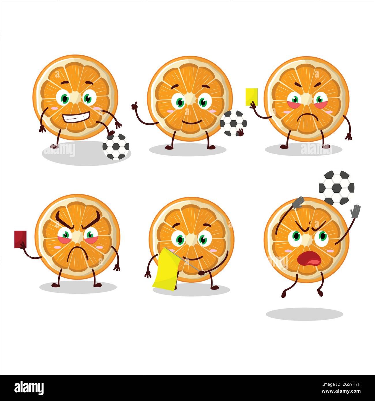 Slice of tangerine cartoon character working as a Football referee ...